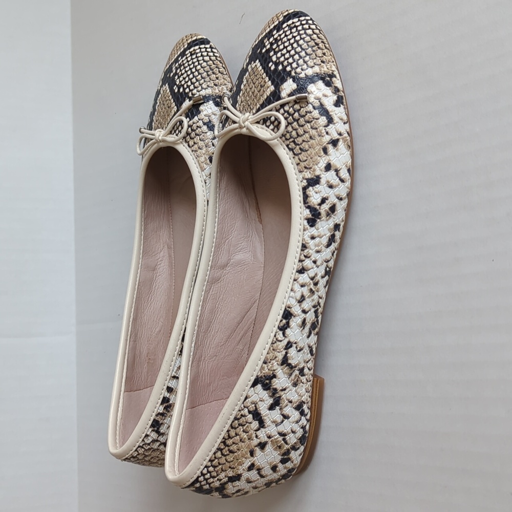 Gianni Bini Mariete Leather Snake Print Flats 8.5m Bl… - Gem